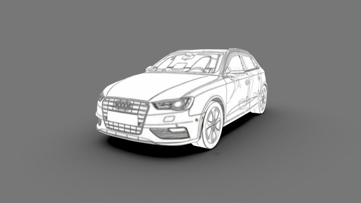 Audi A3 Sportback 3d blueprint - deep3dsea