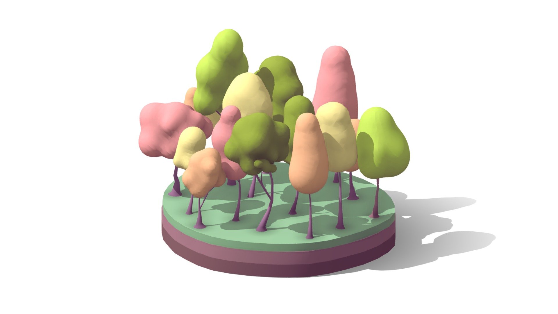 Download Cartoon Low Poly Bubble Trees Pack 3D Model | deep3dsea