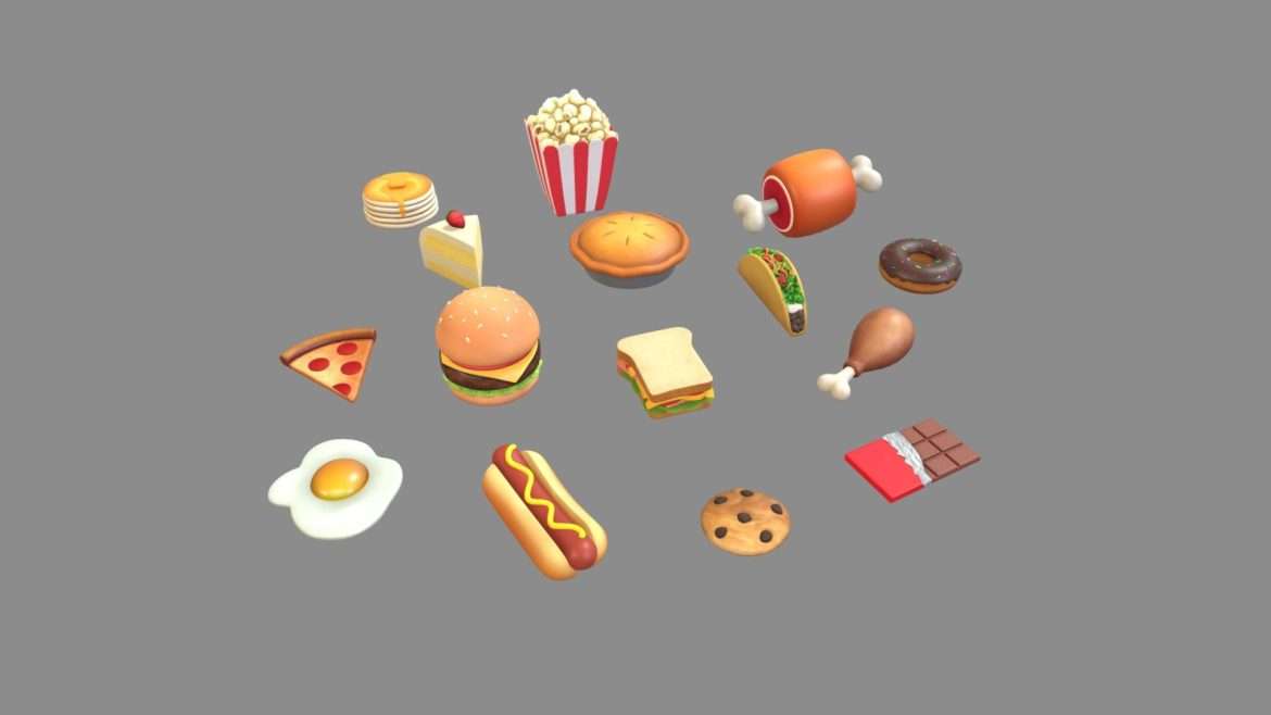 Download Cartoon Food Pack 3D Model | Deep3DSea