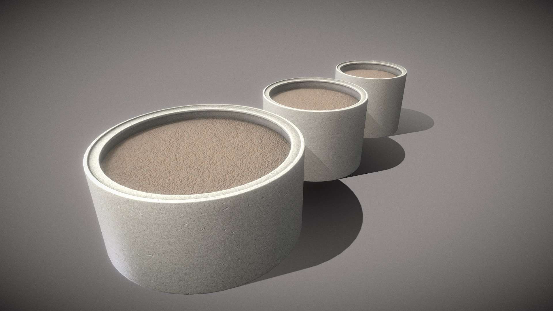 Low-Poly Concrete Pipe Flower Pots - deep3dsea