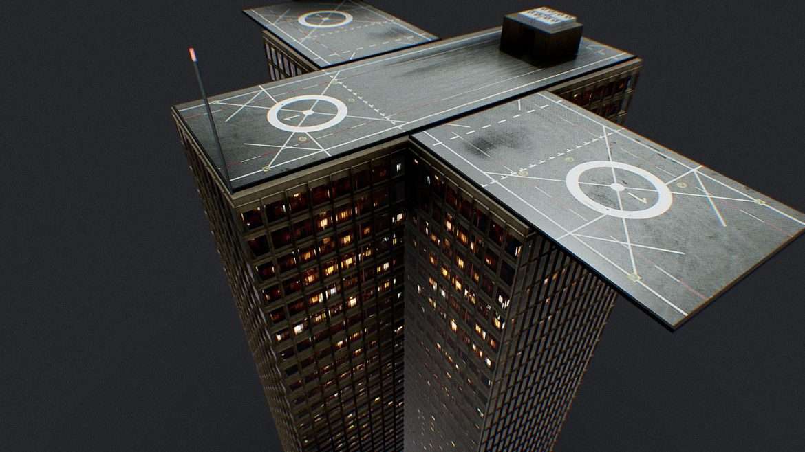 Download Low Poly - Futuristic Sci-fi Skyscraper Building 3D Model ...