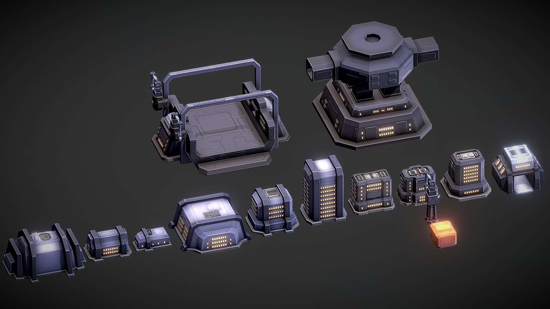 Stylized Sci-Fi Building Set - deep3dsea