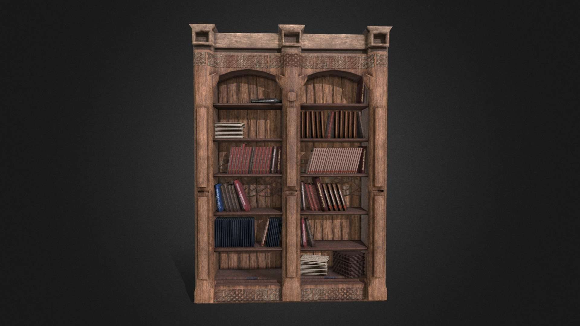 Old Bookshelf - low poly game asset - deep3dsea