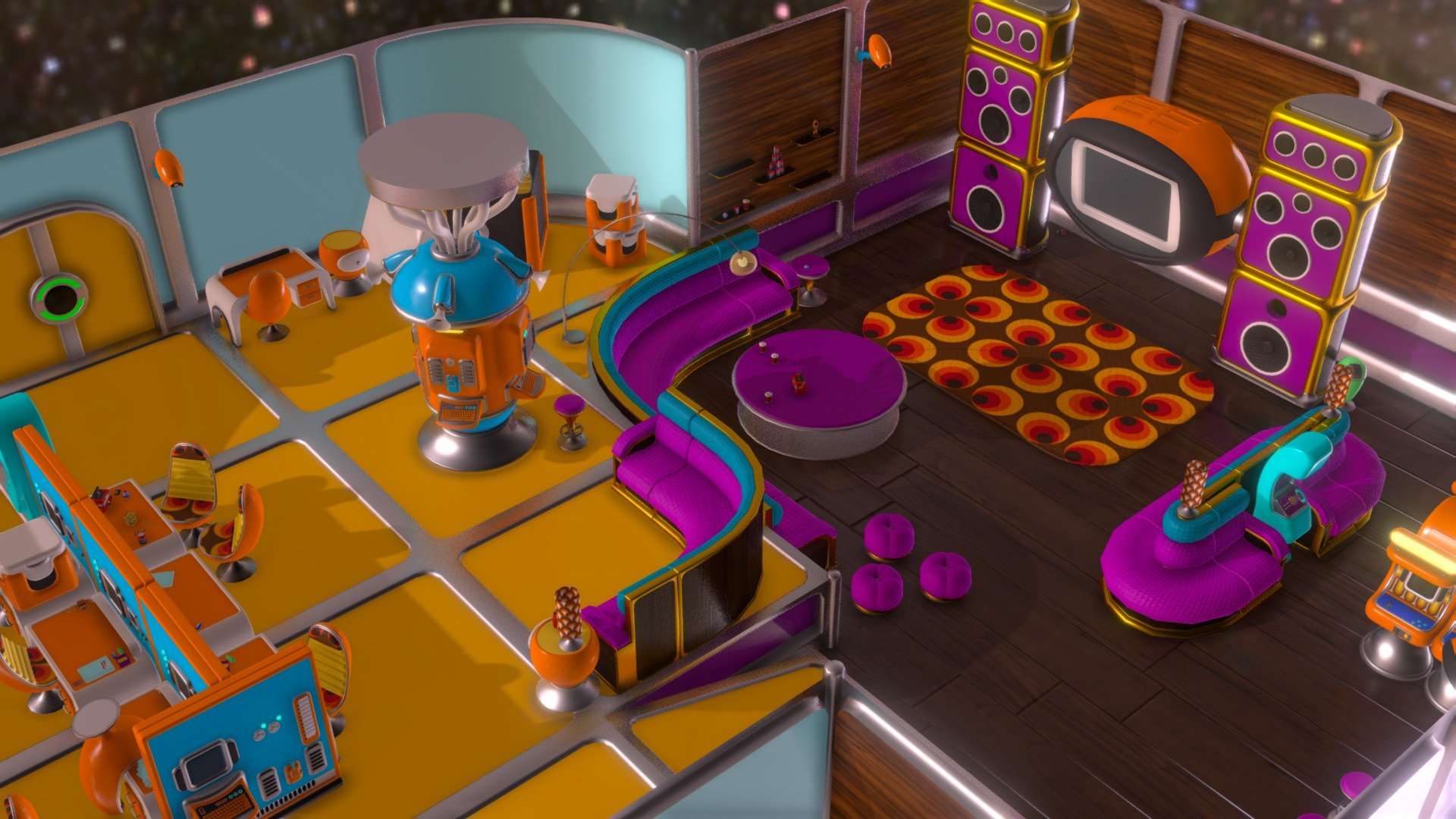 Download Project Retro-Scifi Room 3D Model | deep3dsea