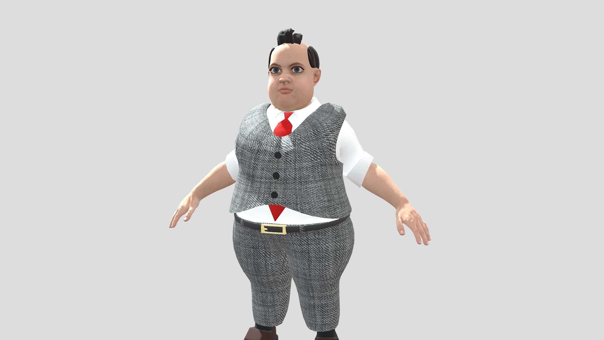 Download Fat Man Cartoonized In Suit 3d Game Character 3D Model | Deep3DSea