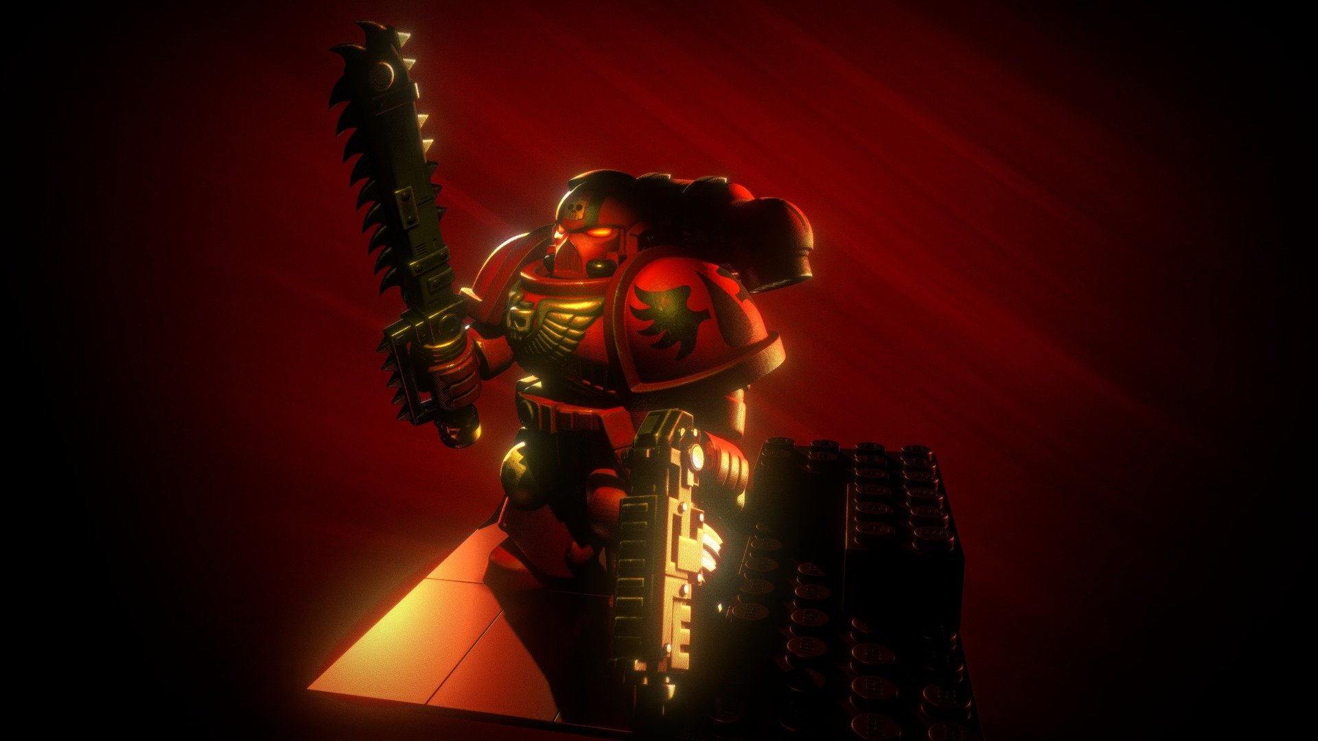 Download Blood Angels Spacemarine W40k Lego_Style 3D Model | deep3dsea