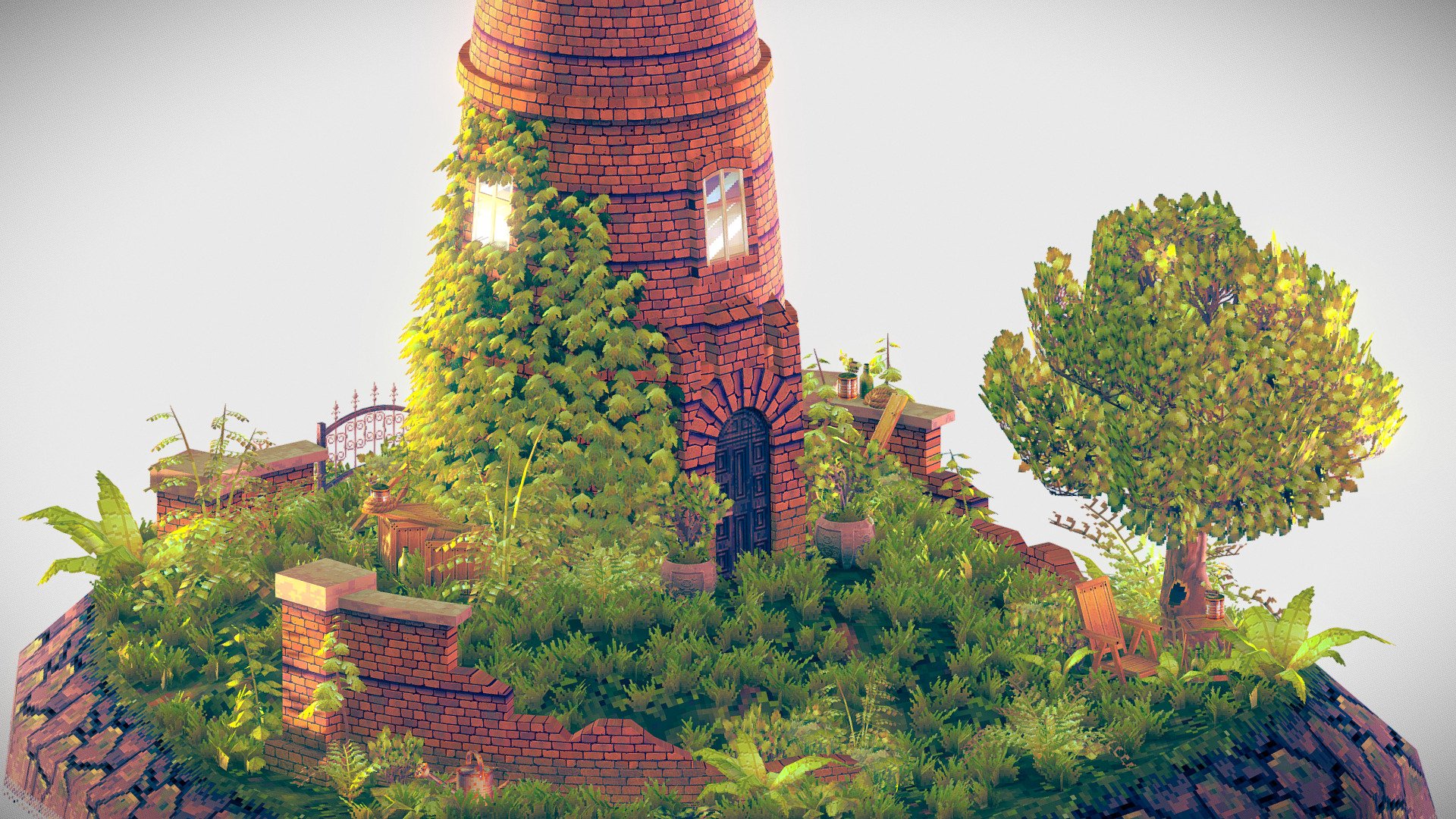 Download Pixel Art Water Tower 3D Model | Deep3DSea