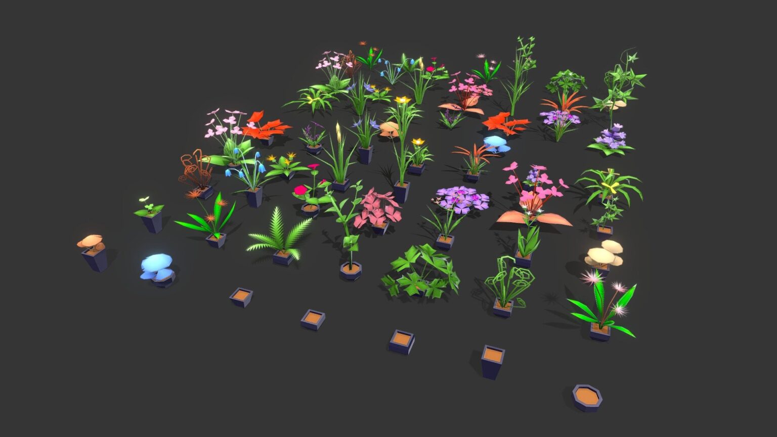 Download Stylize Low Poly Plants and Flowers Pack 3D Model | deep3dsea