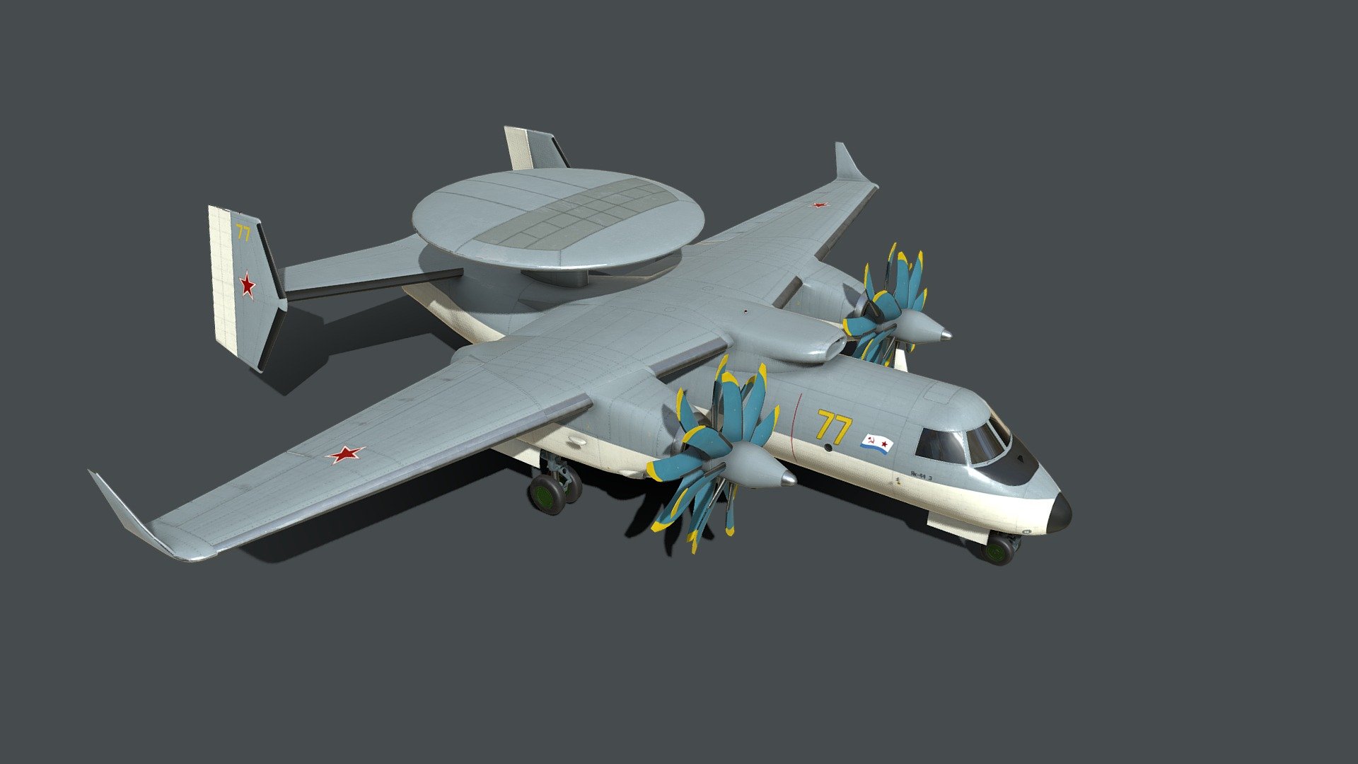 Download Yak-44 AEW aircraft 3D Model | deep3dsea