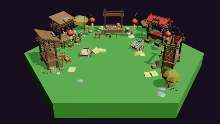 Low Poly Asian Style Tile - deep3dsea