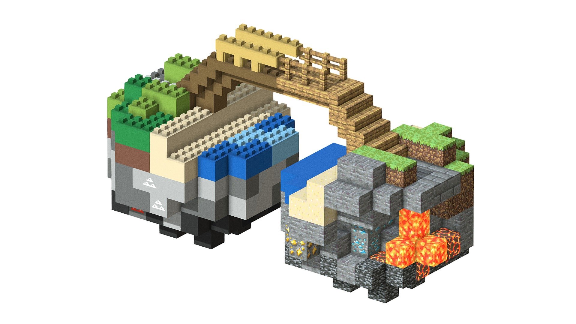 Download Minecraft VS Lego: Miniature Worlds Collide 3D Model | deep3dsea