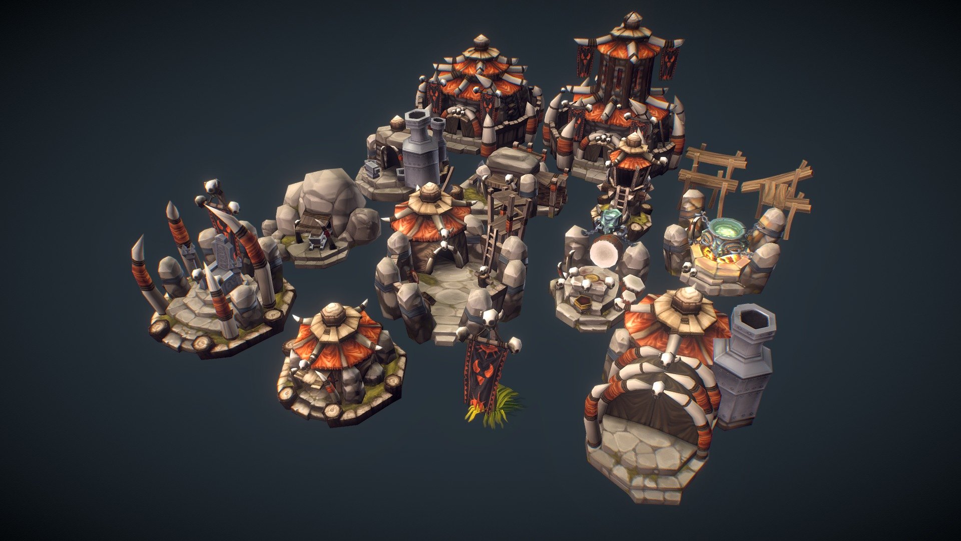 Orc RTS Set - Hand Painted - deep3dsea