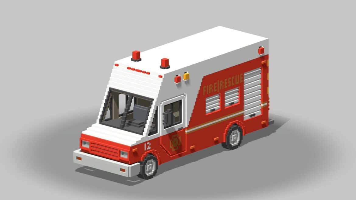 Voxel Fire Rescue Van - deep3dsea