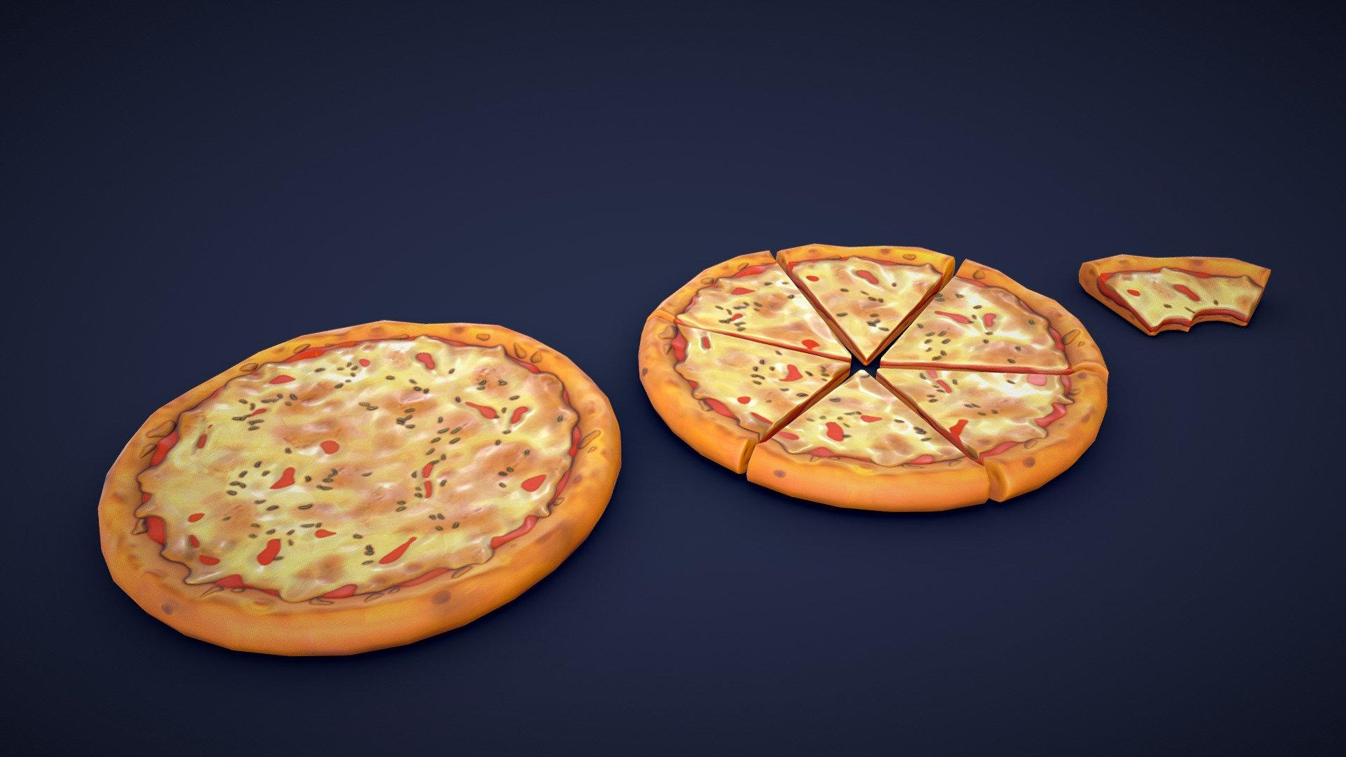 Download Stylized Cheese Pizza – Low Poly 3D Model | Deep3DSea