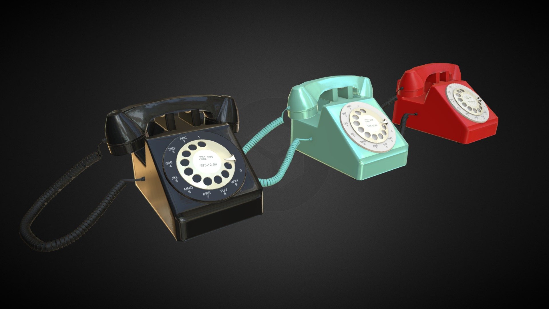 Download Vintage 50s Phones 3D Model | Deep3DSea