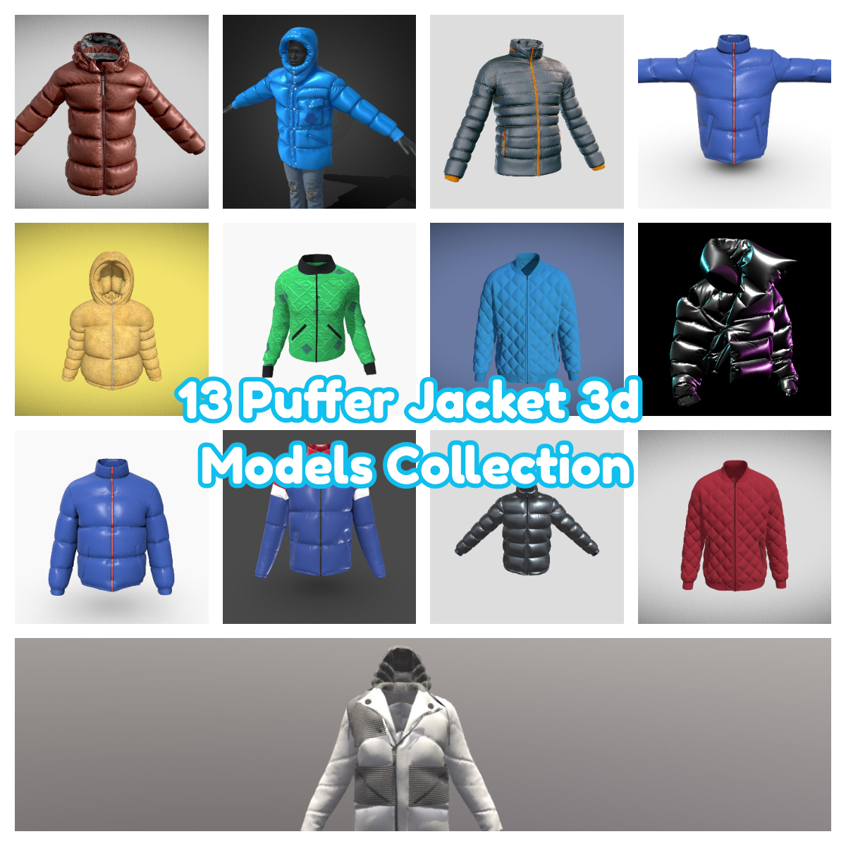 Download 13 Puffer Jacket 3d Models Collection 3D Model | Deep3DSea