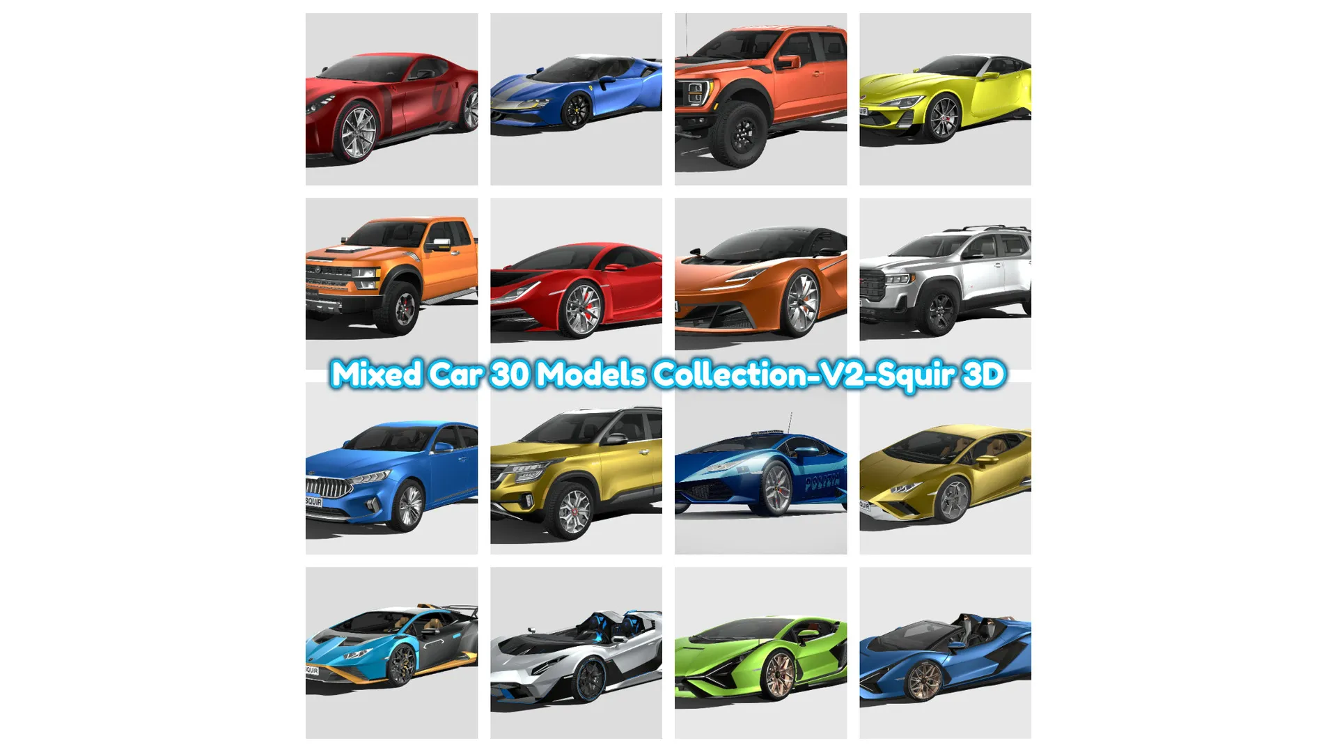 Mixed Car 30 Models Collection-V2-Squir 3D - deep3dsea